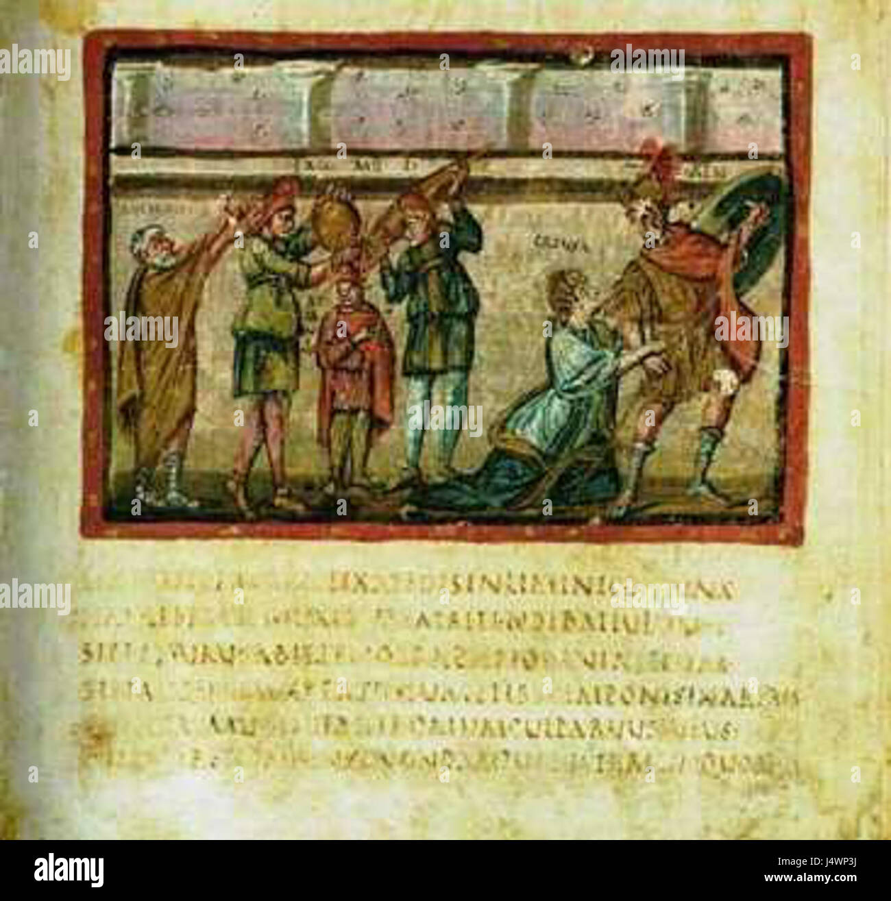 This manuscript page shows an illustration of the 'Flight from Troy ...