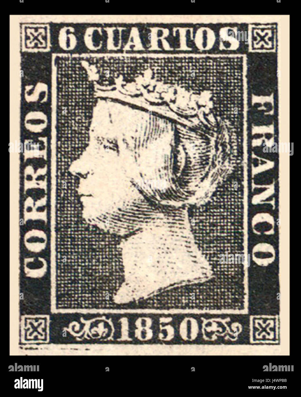 The first postage stamp of Spain, issued in 1850, marked the beginning ...
