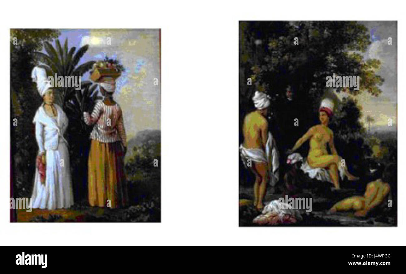 This artwork depicts washerwomen, a common subject in historical art, representing daily labor ...