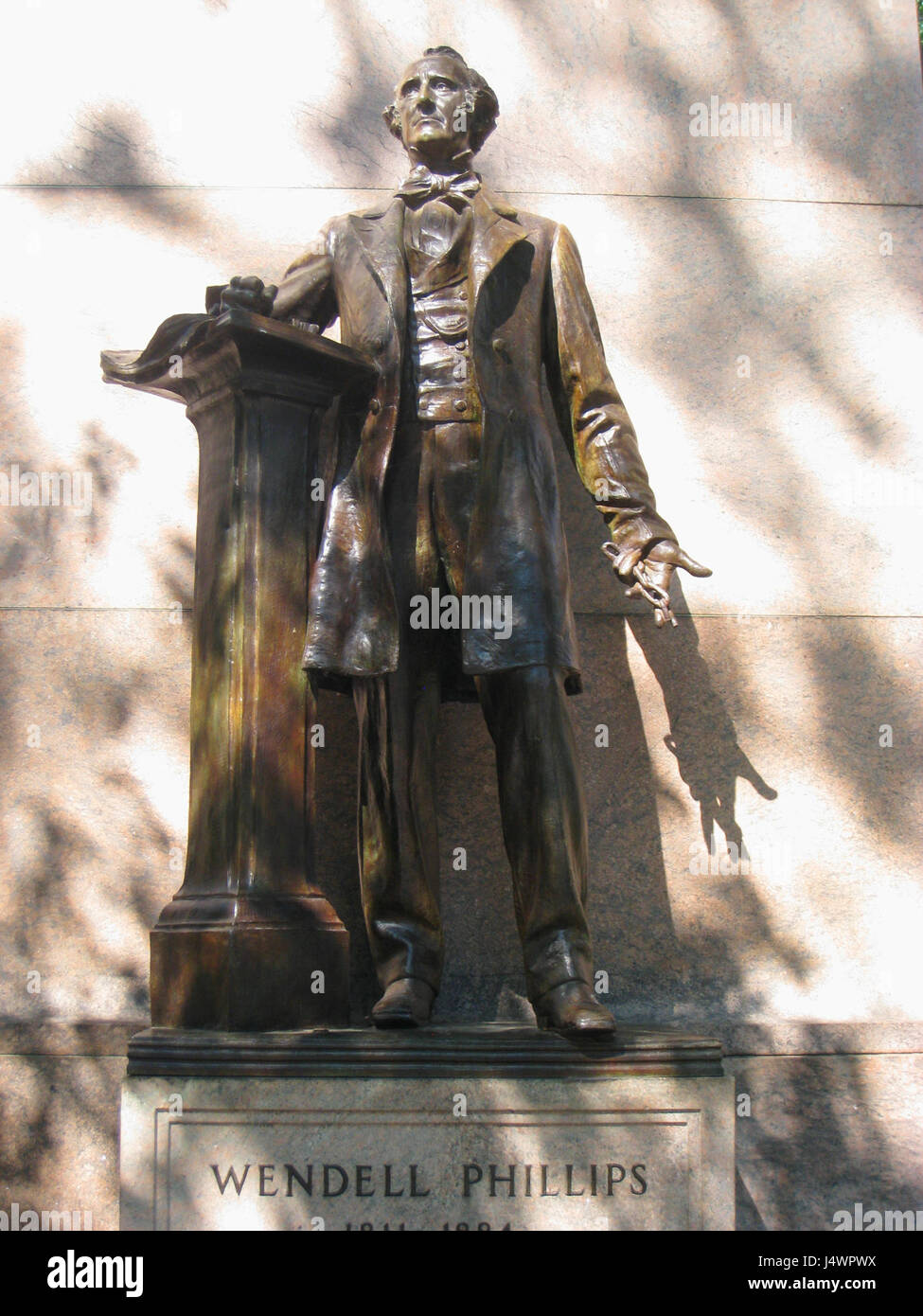 Wendell Phillips statue in Boston Public Garden statue Stock Photo - Alamy