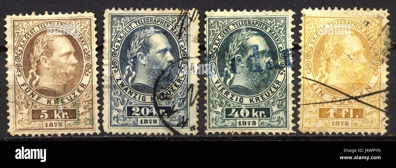 The 1874 Austria telegraph stamps are postal items used for telegram ...