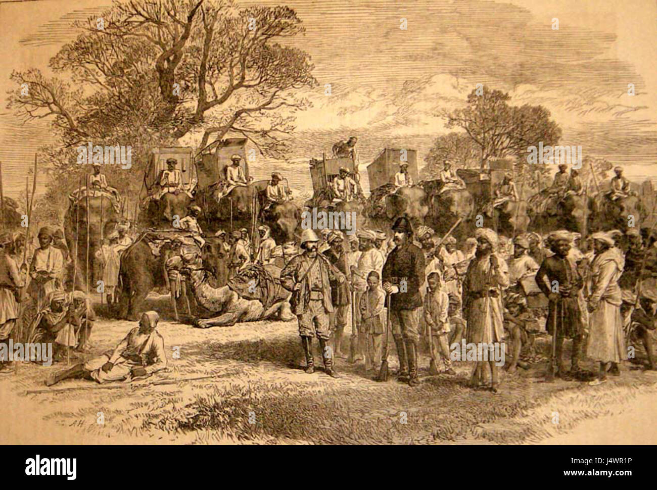 *Tigerhunt 1* depicts a historical or mythical scene of tiger hunting ...