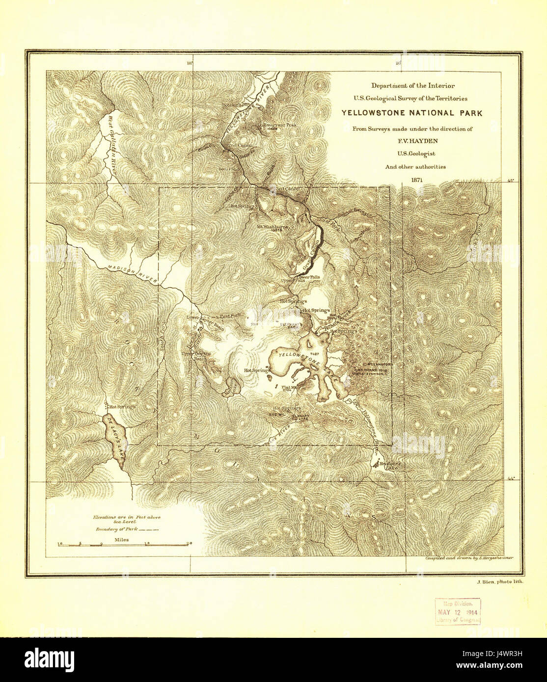 This 1871 depiction of Yellowstone, one of the first images of the park ...