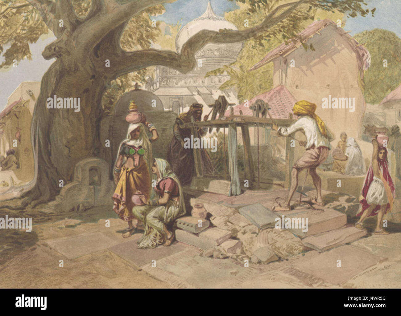 The village well served as an essential community resource for water ...