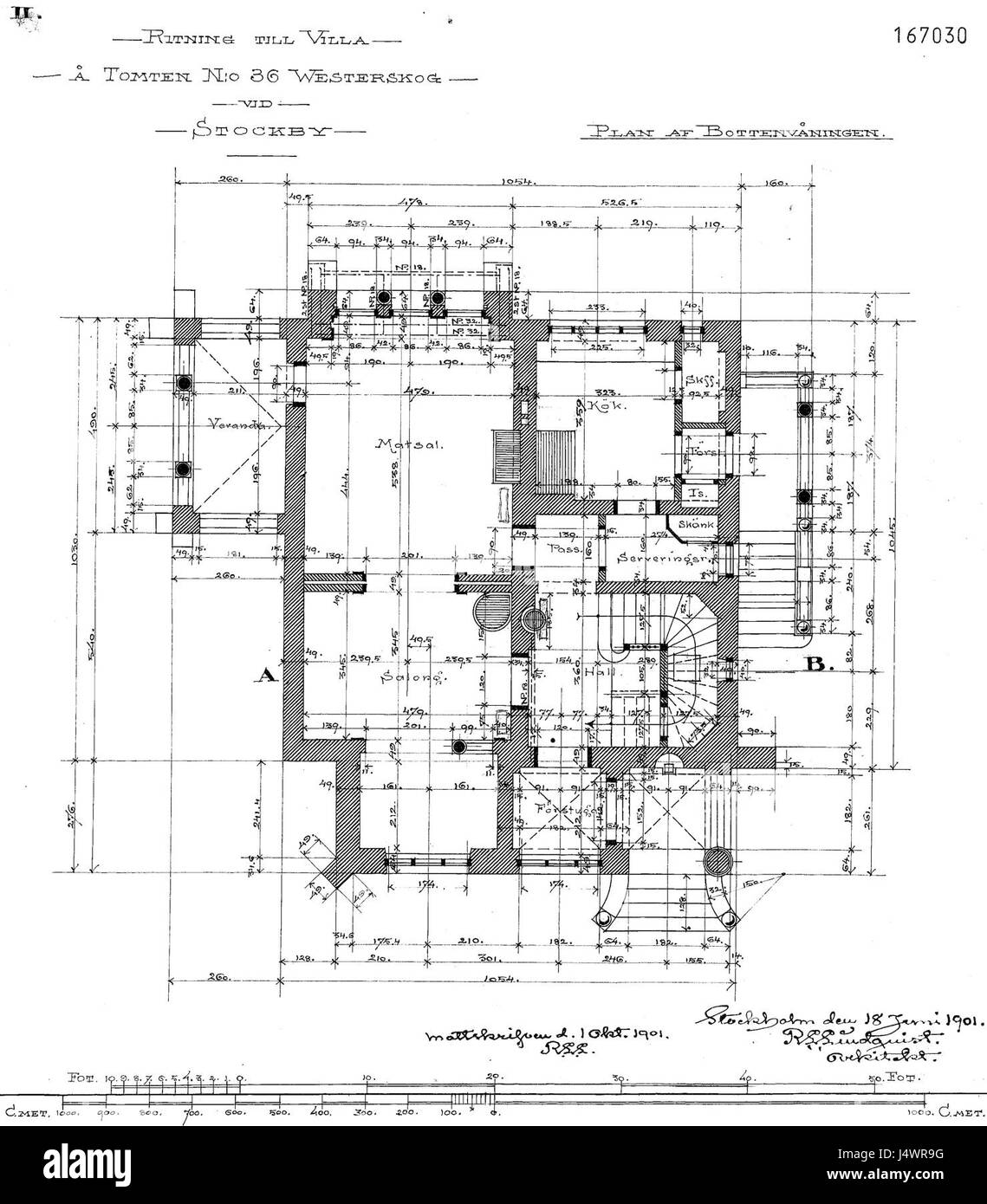 *Villa Hexa ritning* from 1901 is likely an architectural drawing or ...