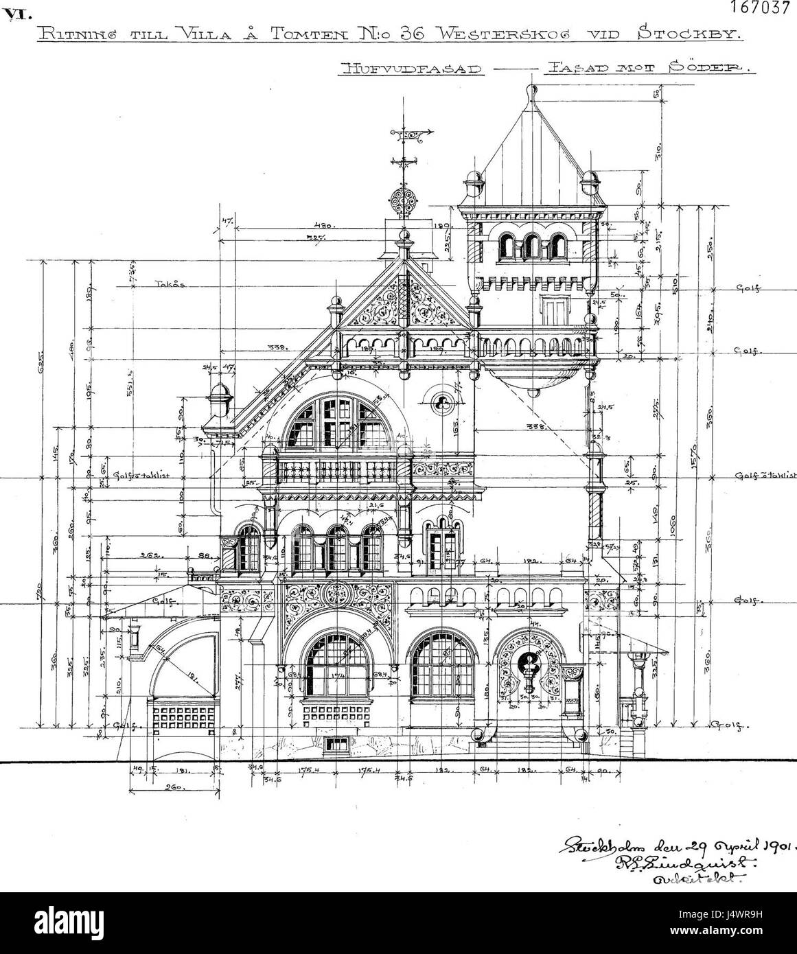 Villa Hexa ritning 1901a Stock Photo - Alamy