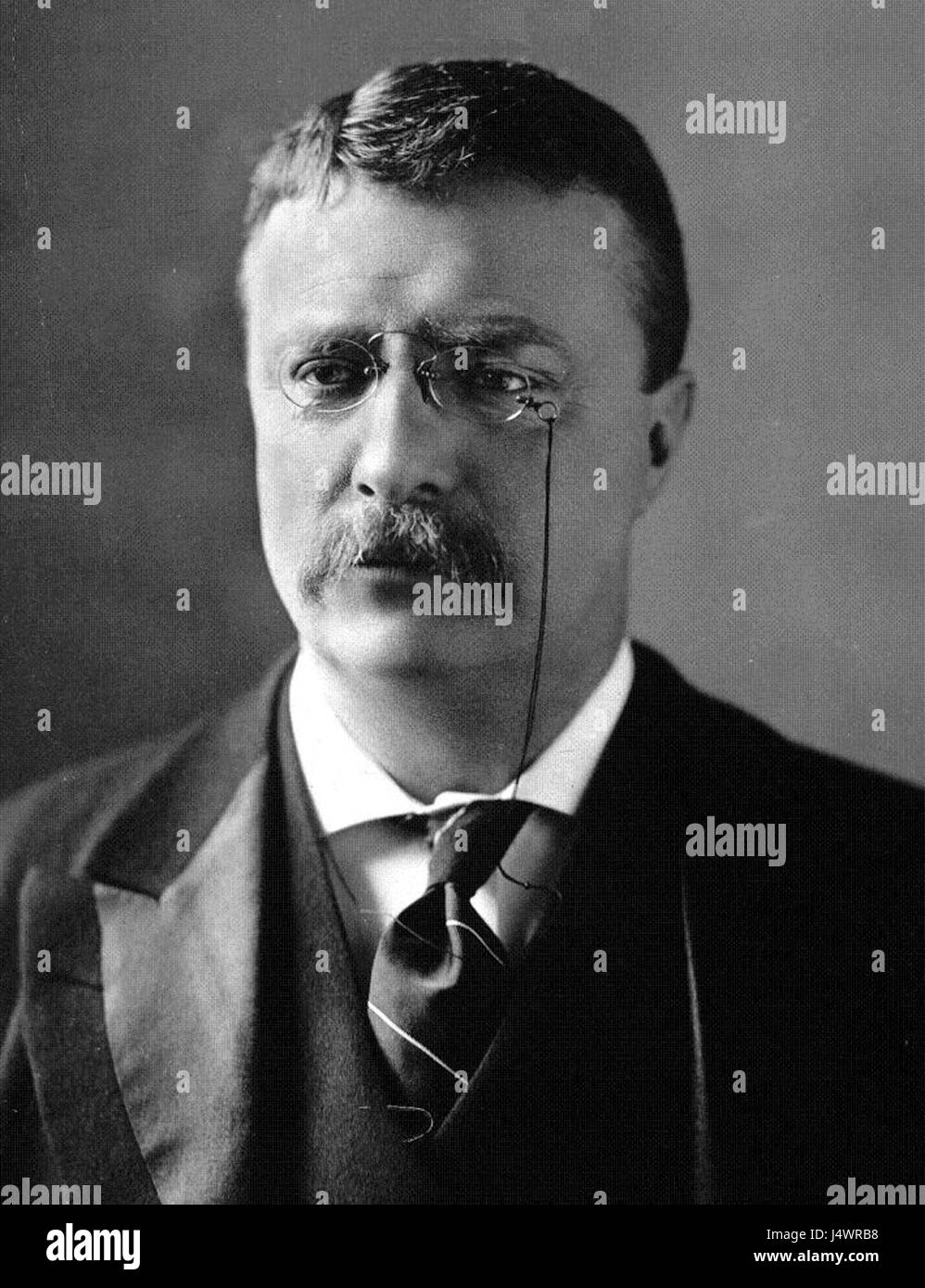 This mid-crop image of Theodore Roosevelt, taken around 1902, showcases ...