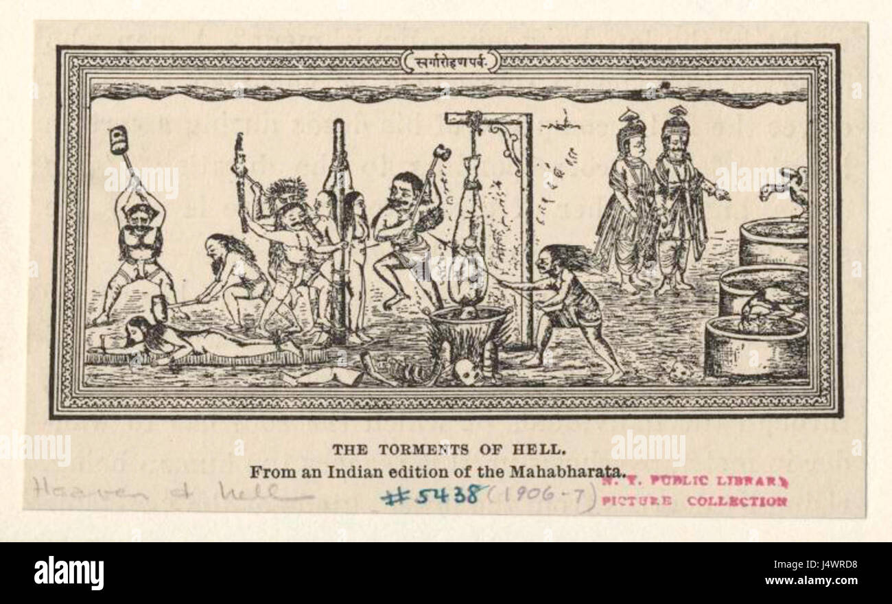 A depiction of the torments of hell, often seen in religious and ...