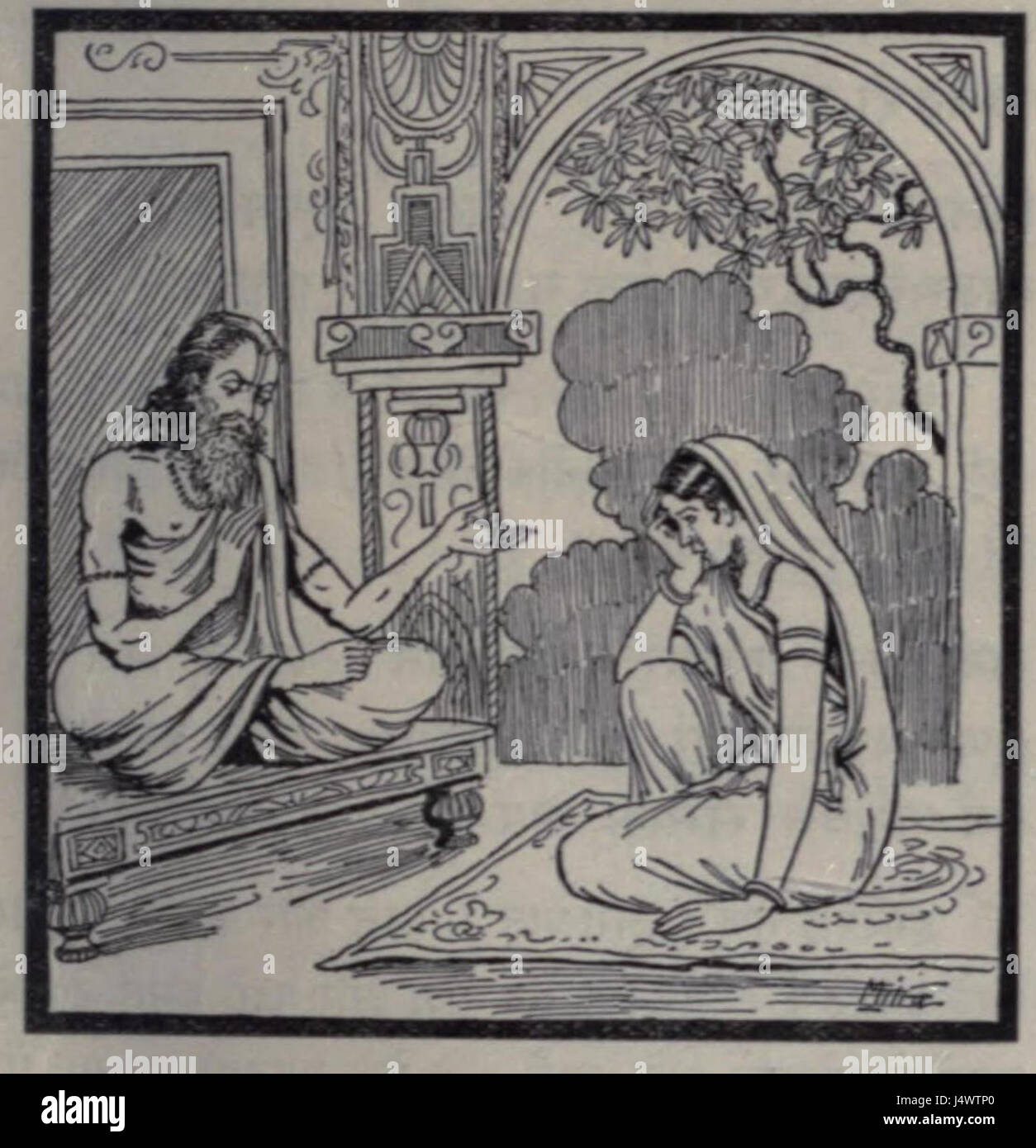 Vidura, a character from the Mahabharata, is depicted consoling Kunti ...