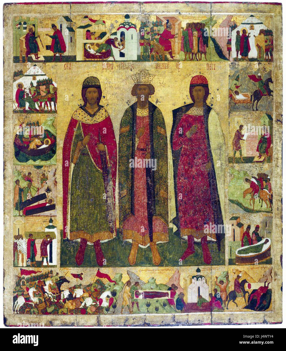 A 16th-century Russian artwork depicting Vladimir, Boris, and Gleb ...