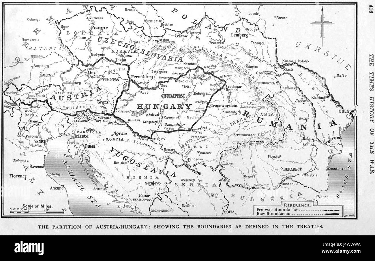 This map illustrates the partition of Austria-Hungary, detailing the ...