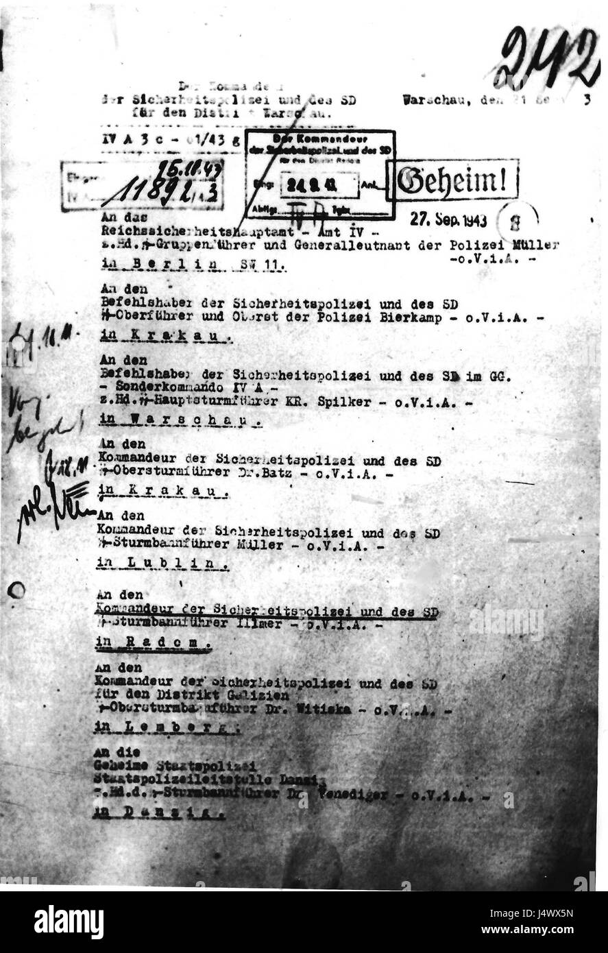 This document from the Gestapo, dated September 21, 1943, discusses a ...