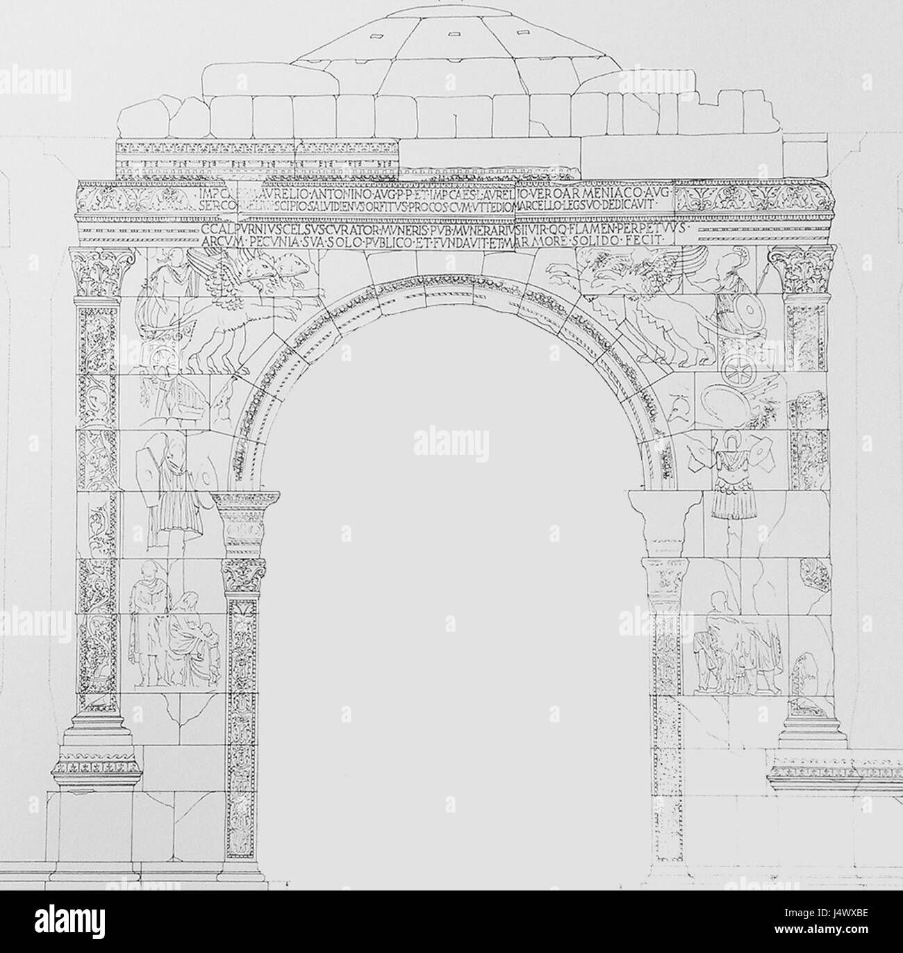 The Arch of Marcus Aurelius in Tripoli Archeological Drawing Stock ...