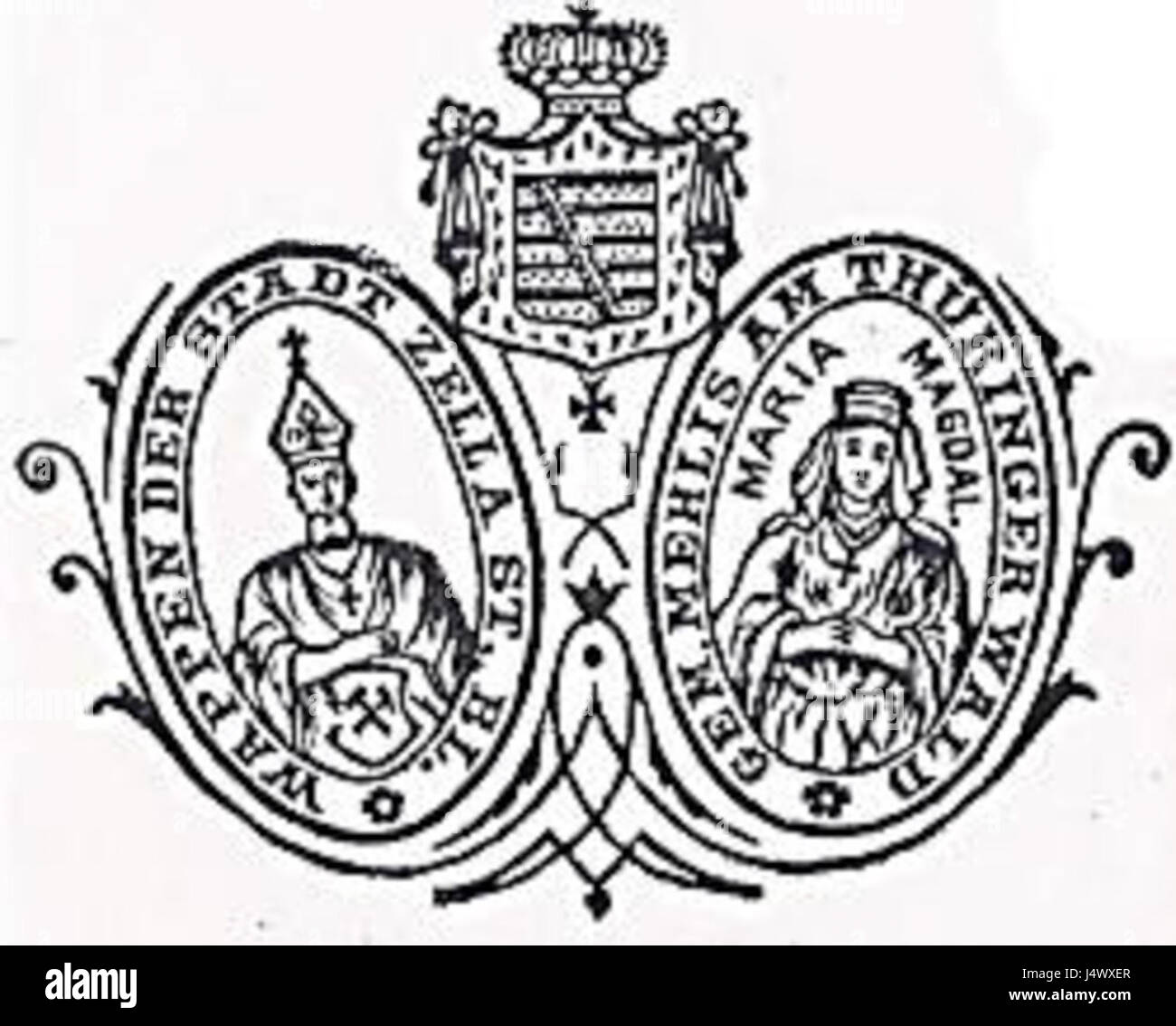 The coat of arms of Zella Mehlis, an old emblem representing the town ...