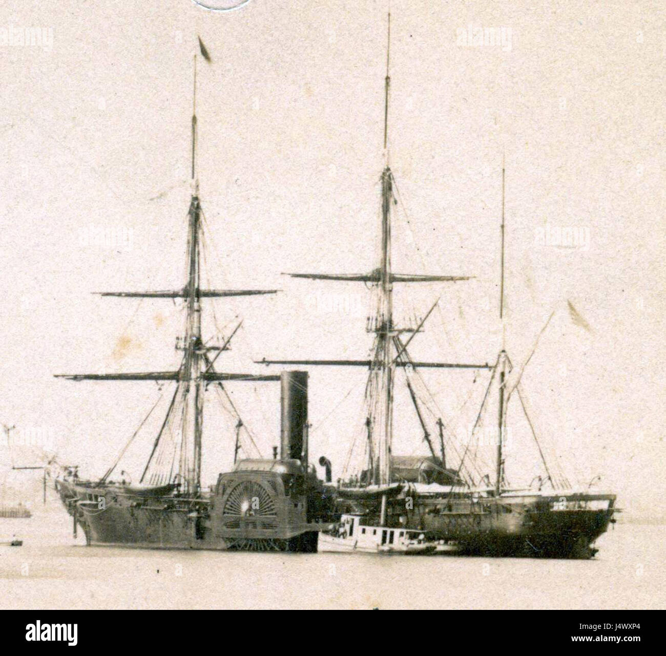 USS Susquehanna sidewheel steam frigate by Gutekunst, 1860s Stock Photo ...