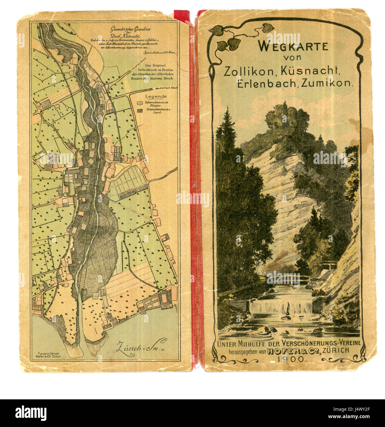 This map cover from 1900 showcases a detailed illustration of a route ...
