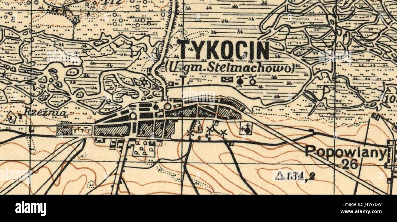 This map of Tykocin from 1931 shows the geographical layout of the town ...