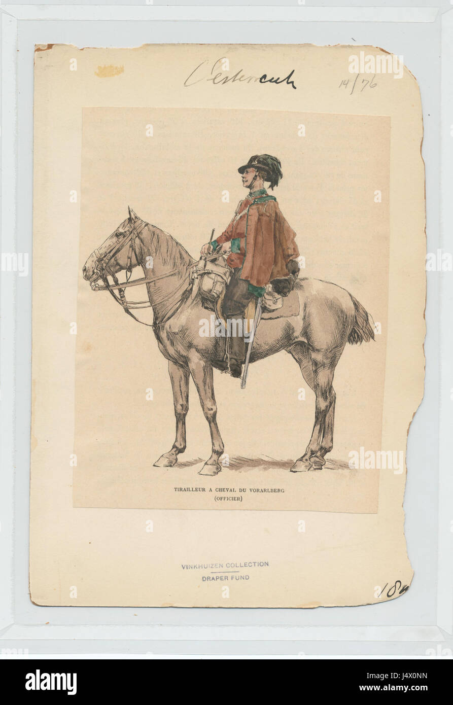 This artwork portrays a mounted officer of the Vorarlberg Tyrolean ...