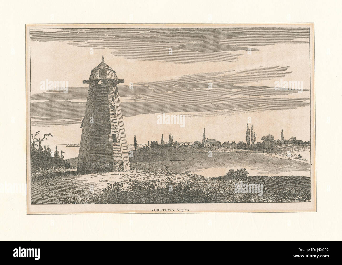 This image captures a historic view of Yorktown, Virginia, highlighting ...