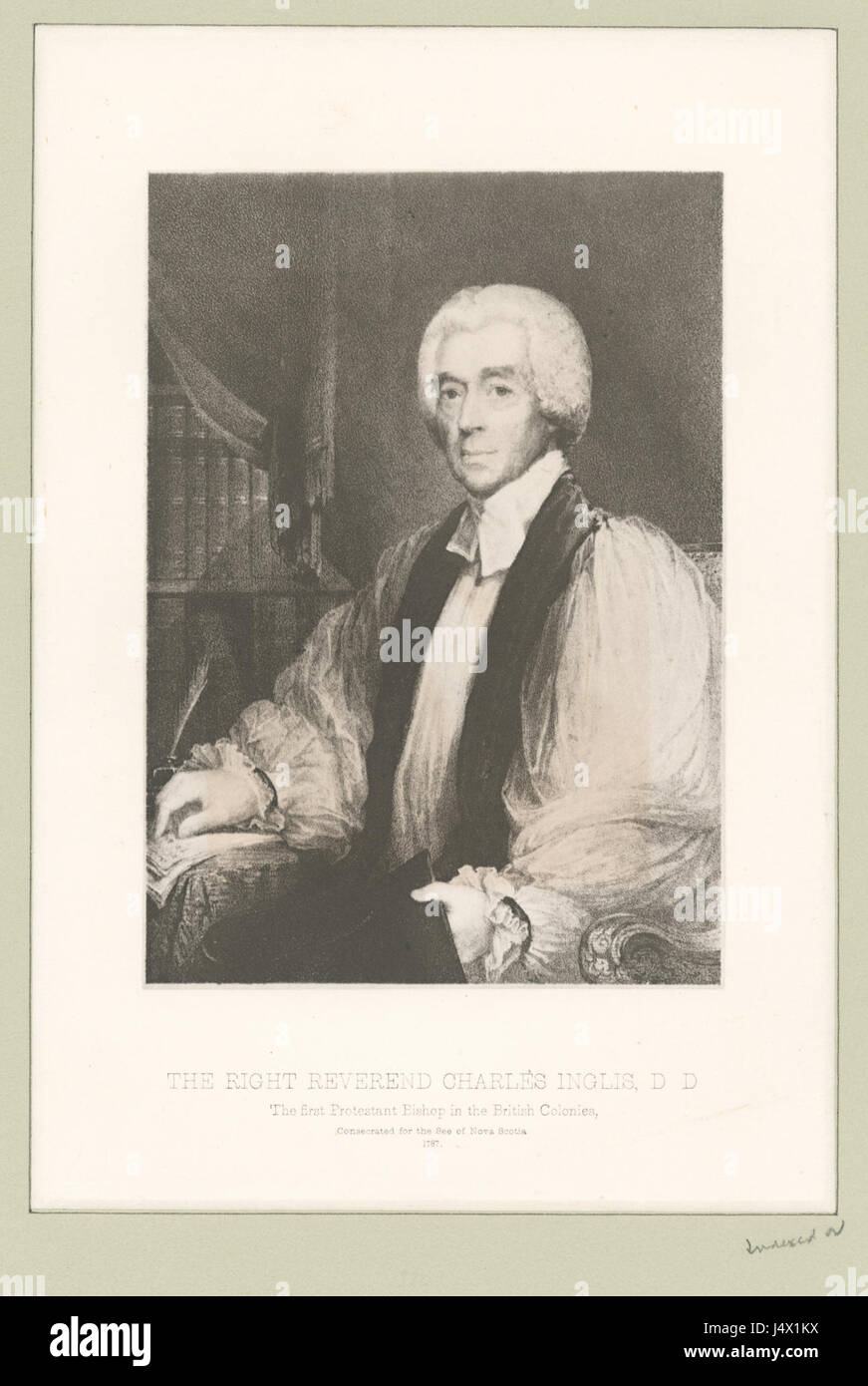 The portrait of The Right Reverend Charles Inglis, D.D., illustrates ...