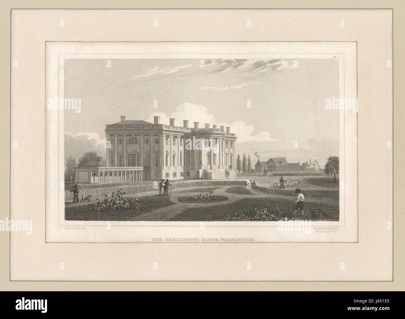 A historical image of the President's House in Washington, showcasing ...