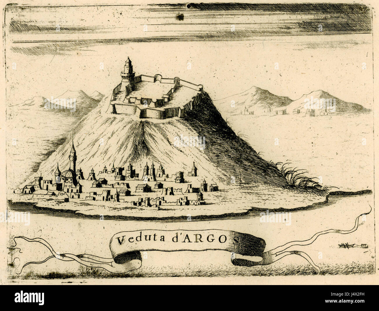 'Veduta d'Argos' is a map or view created by Vincenzo Coronelli in 1688 ...