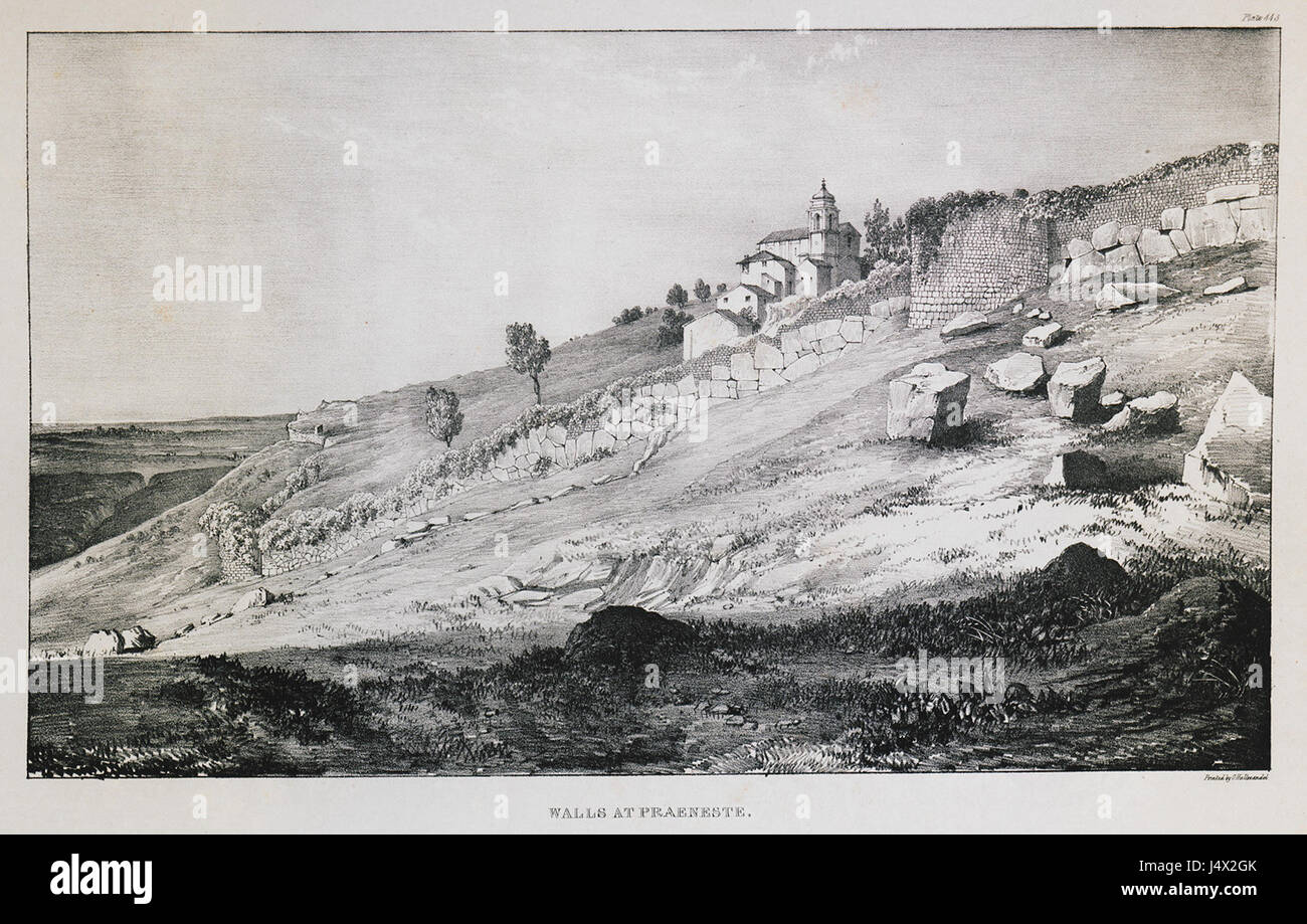 Edward Dodwell's 1834 work, 'Walls at Praeneste (3)', depicts the ...