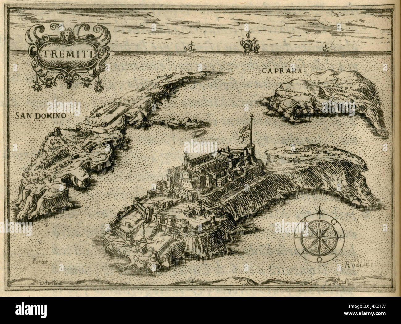 A depiction of the Tremiti Islands by the artist Jean Zuallart in 1587 ...