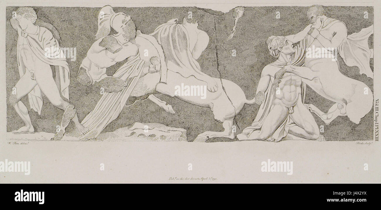 The sculpture on the frieze of the posticus Stuart James & Revett ...