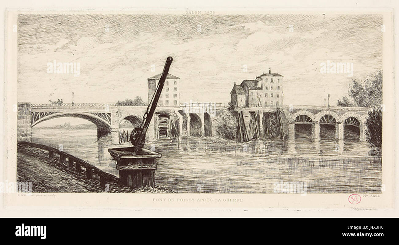 Vue du pont de Poissy is a historic view of the Poissy Bridge in France ...