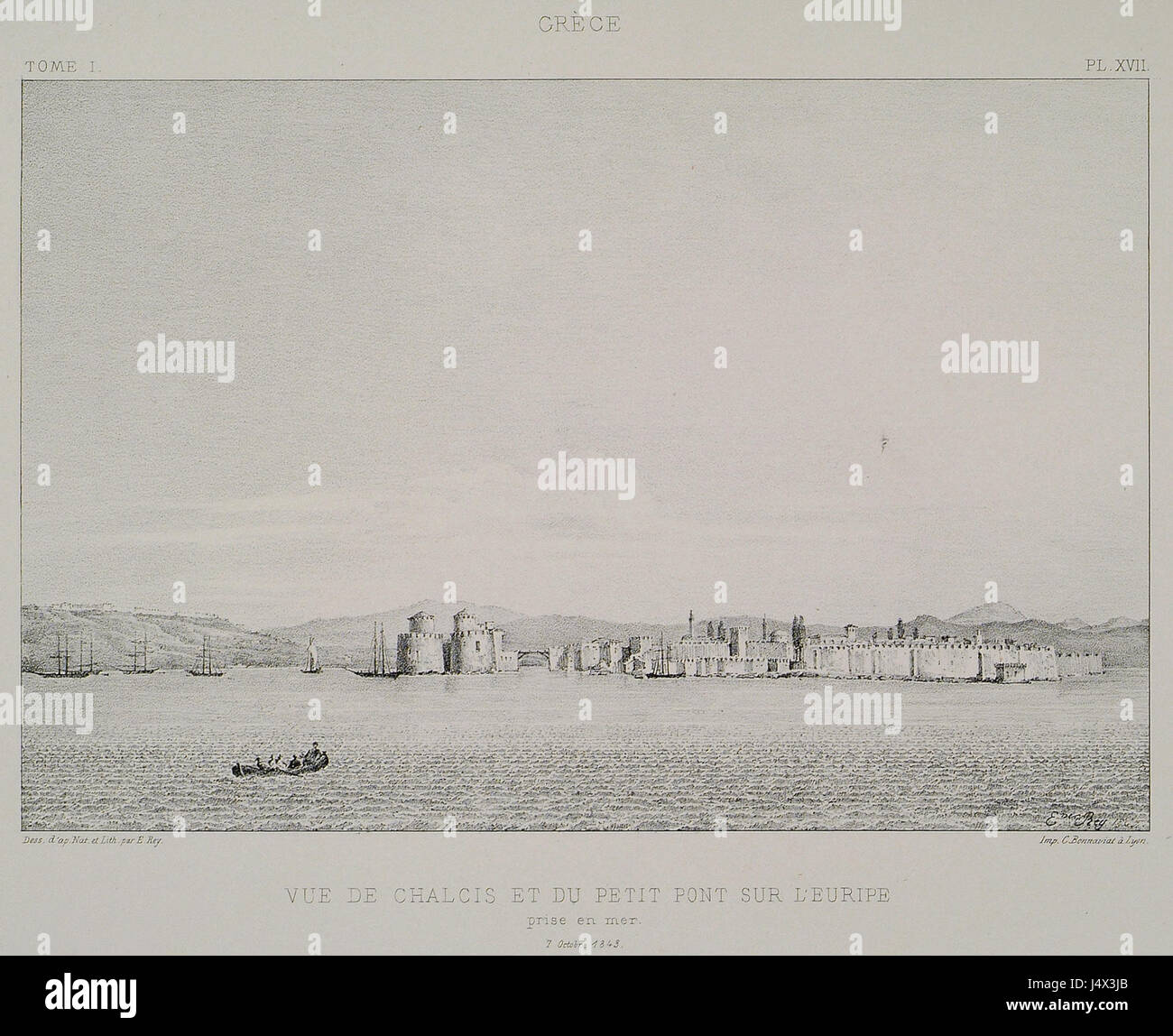 This 1867 work by Etienne Rey depicts the view of Chalcis and the small ...