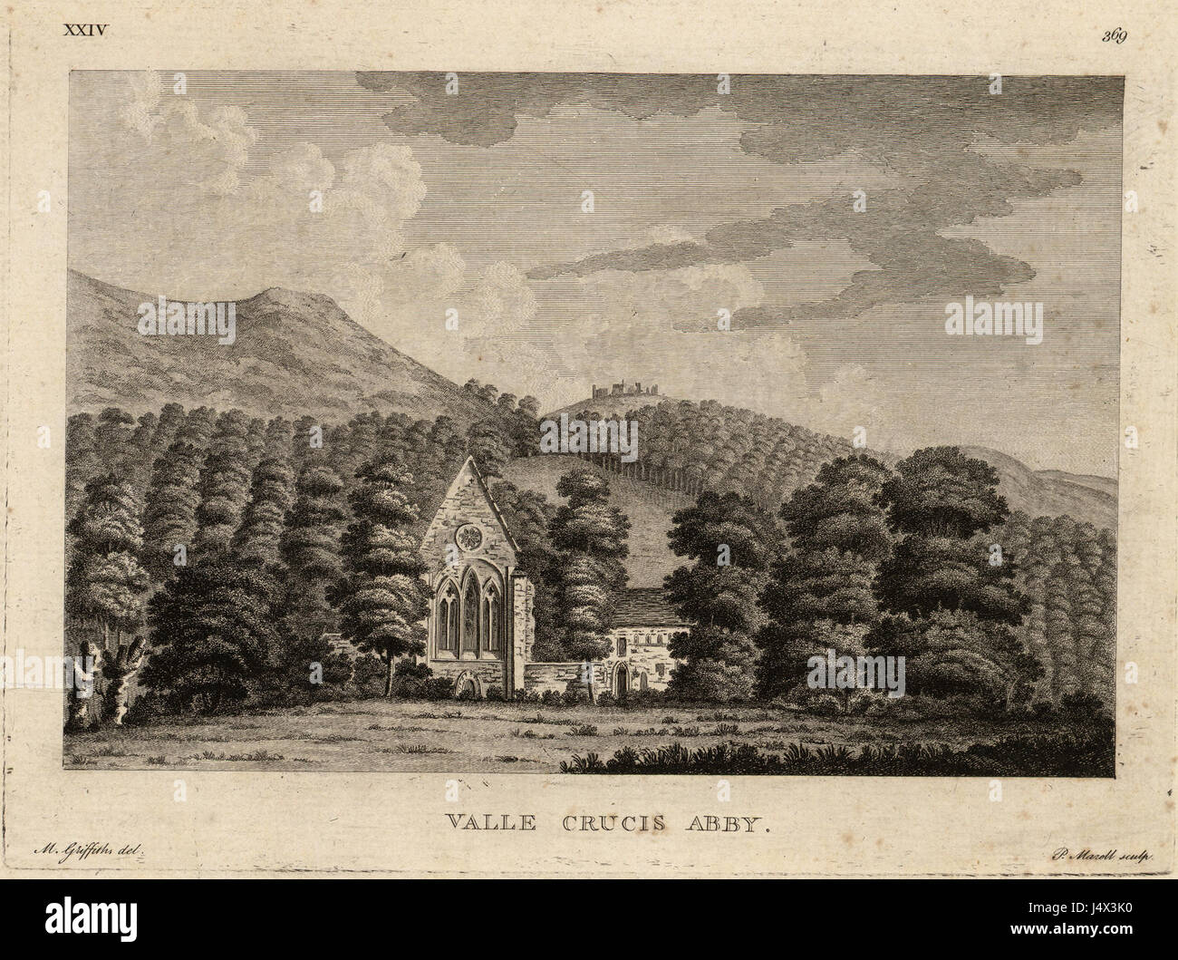 This engraving of Valle Crucis Abbey captures the architectural beauty ...