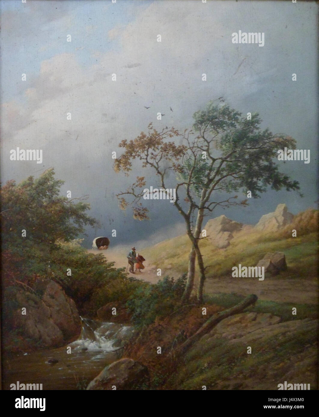 The painting 'Wandelaars in een landschap' by Marinus Adrianus Koekkoek ...