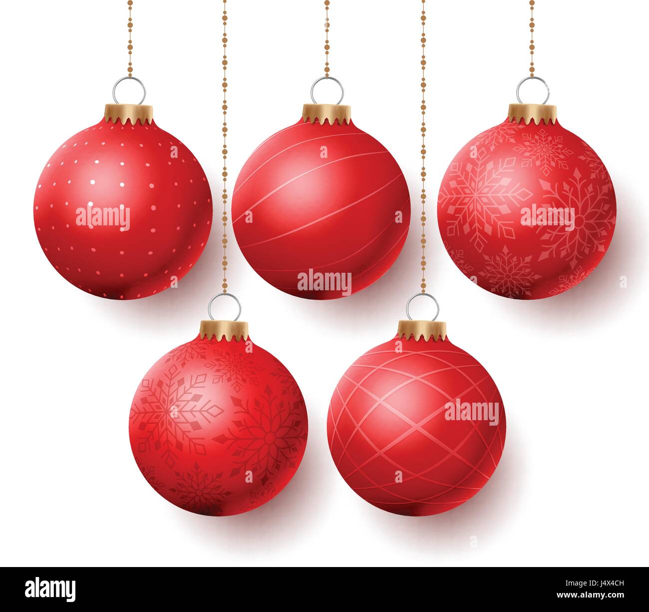 Christmas balls vector set with different designs hanging isolated in ...