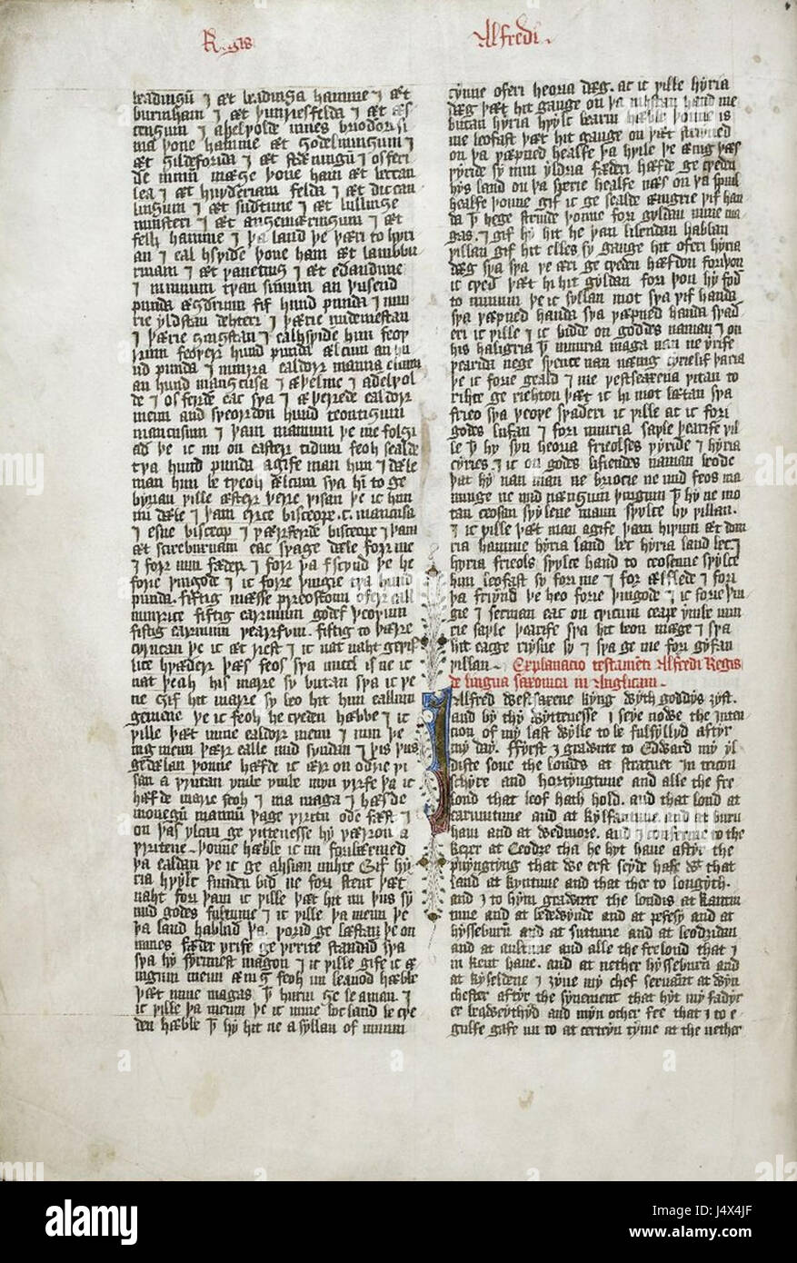 The opening page of the Will of Alfred the Great (Additional MS 82931 ...
