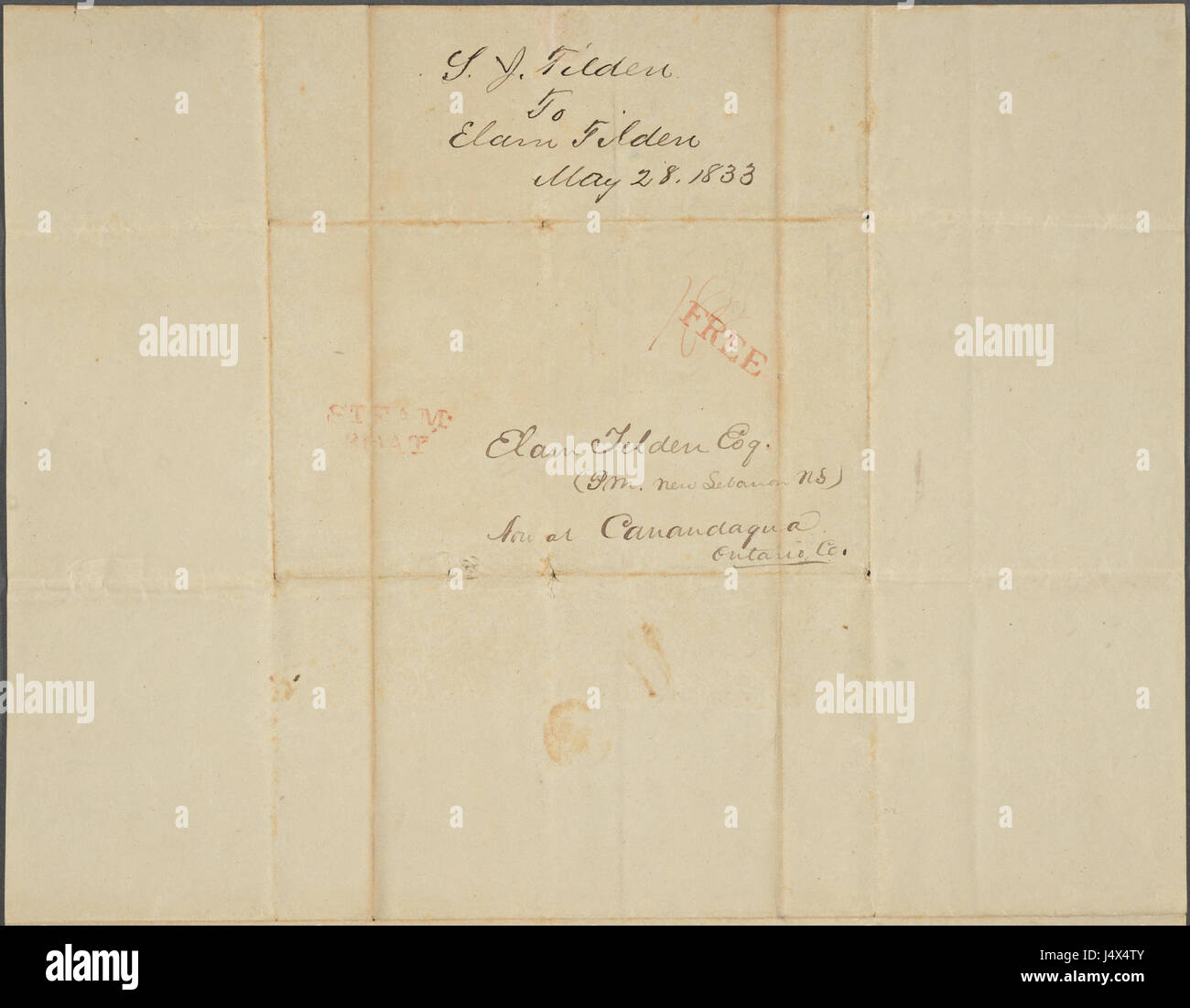 A letter from Elam Tilden, dated 1833, housed in the Samuel J. Tilden Papers at the New York ...