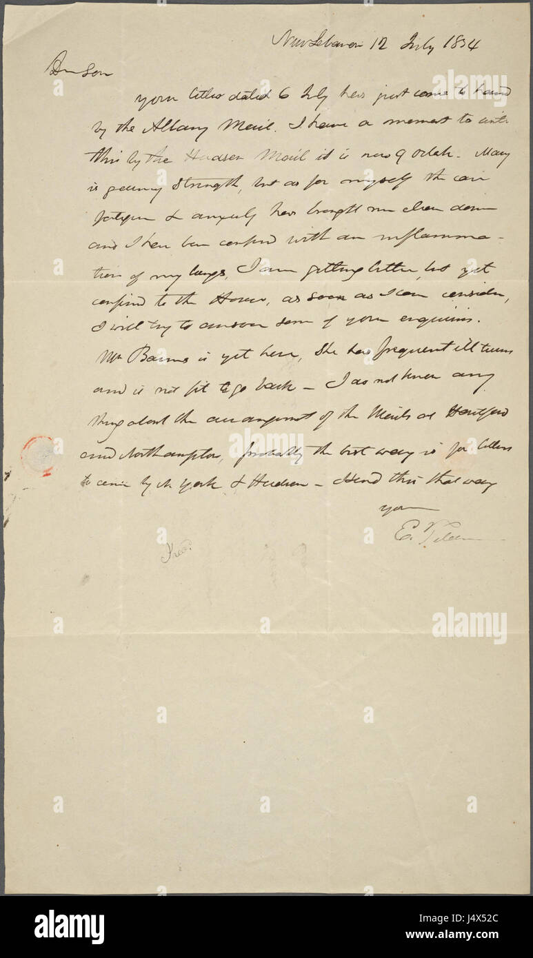 The Tilden and Elam record from July to December 1834, preserved by the ...