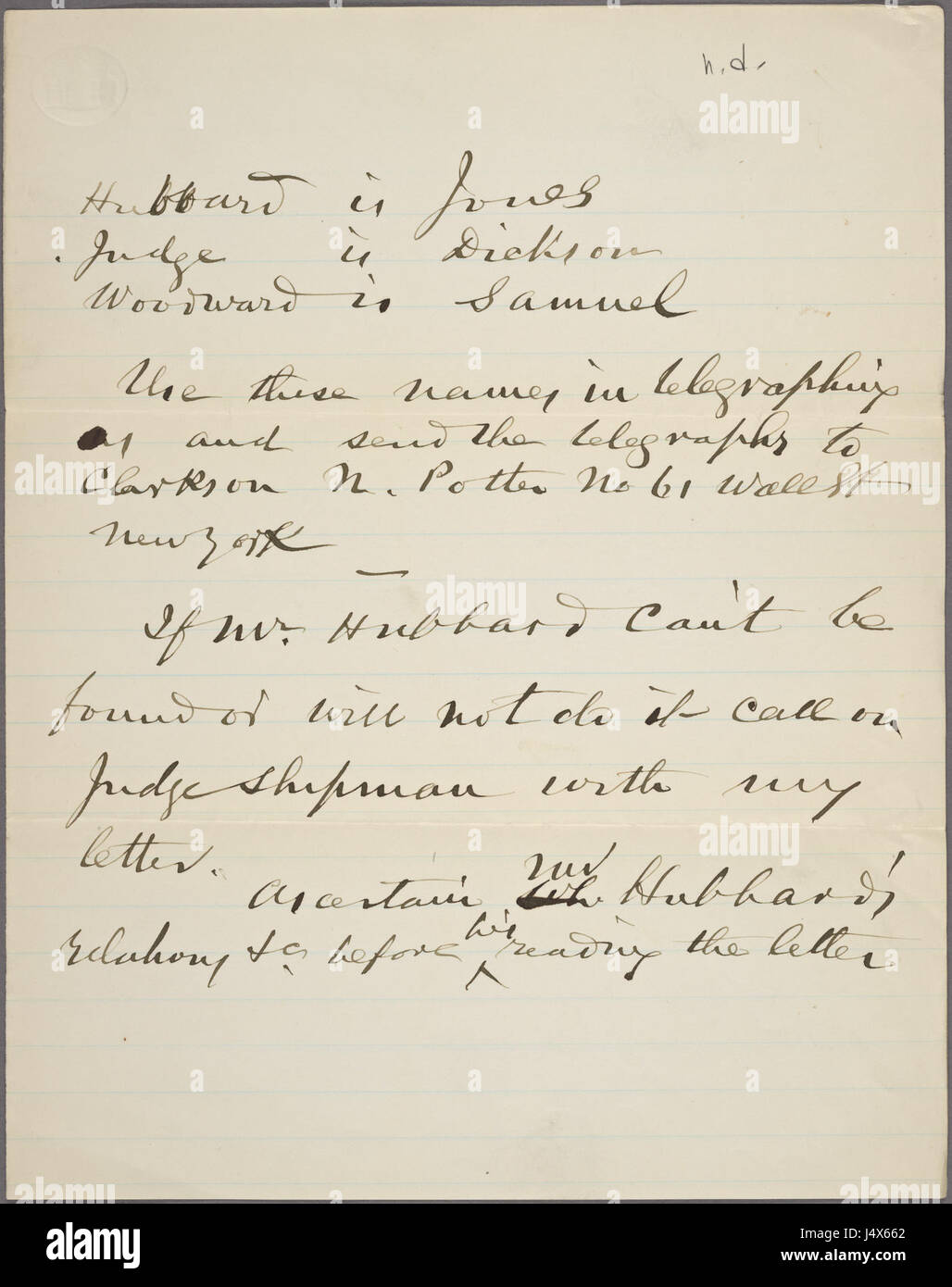 Unidentified drafts by Samuel J. Tilden, an American lawyer and ...