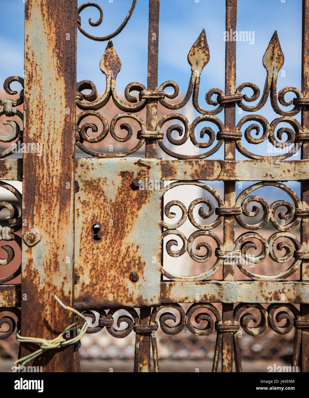Antique decorative gate entrance to home in Castiglione di Sicilia in ...