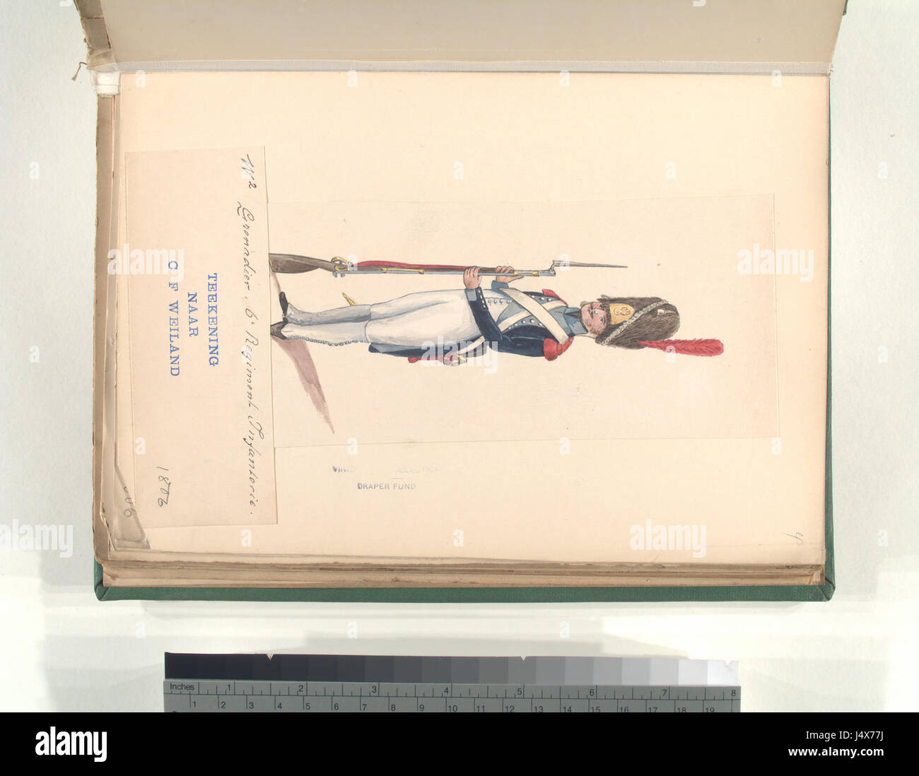 This drawing from 1806 depicts a grenadier from the 6th Infantry ...