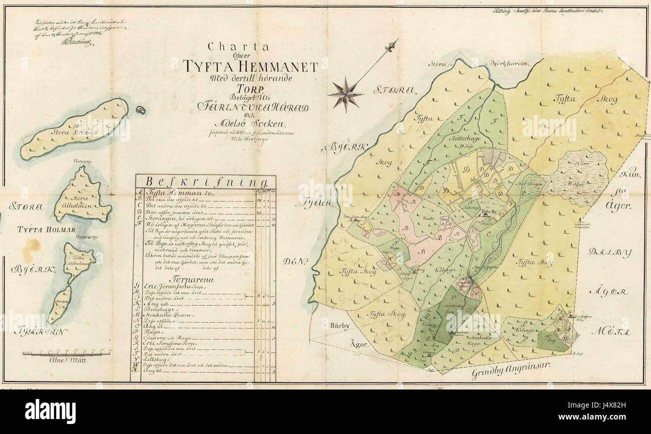The 'Tofta karta' is a map from 1690 that depicts the region of Tofta ...