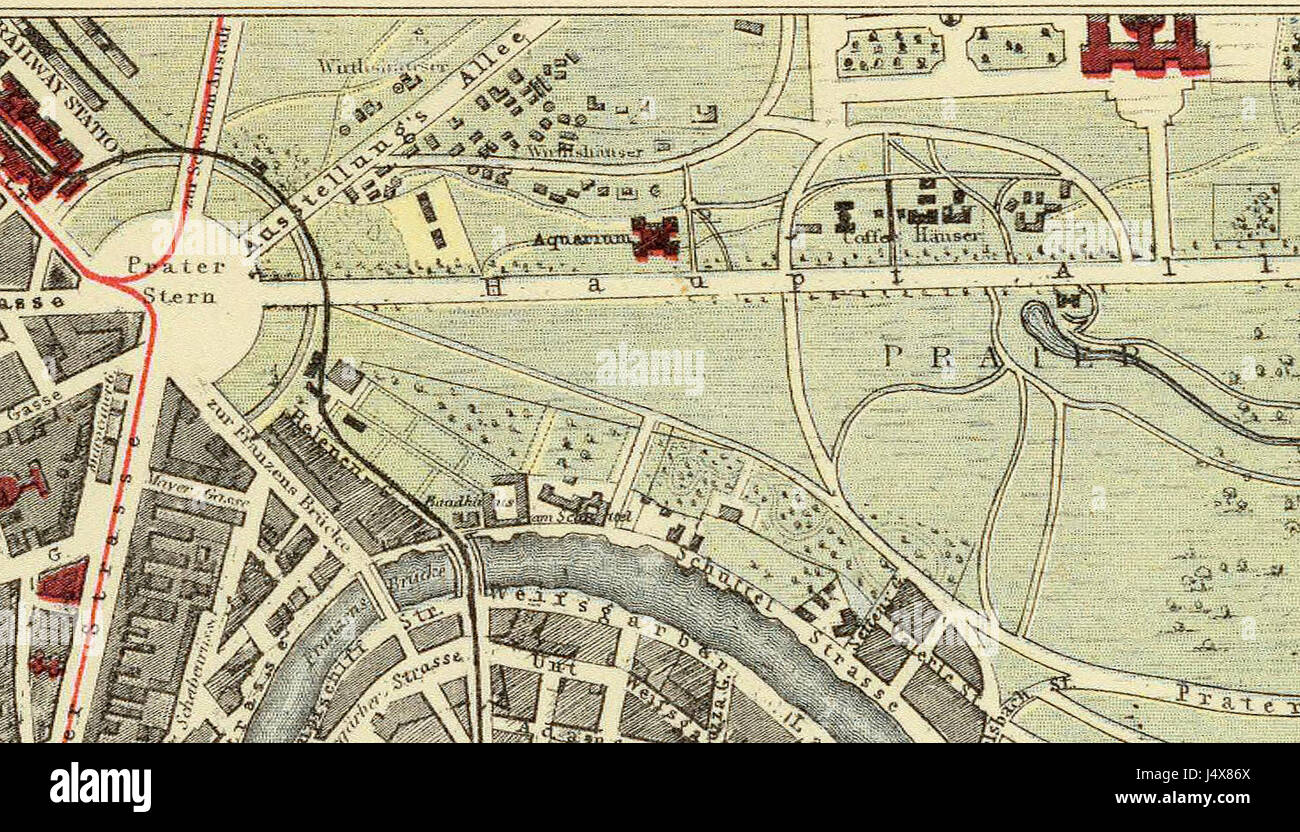 This 1883 map of the Prater area in Vienna highlights the location of ...