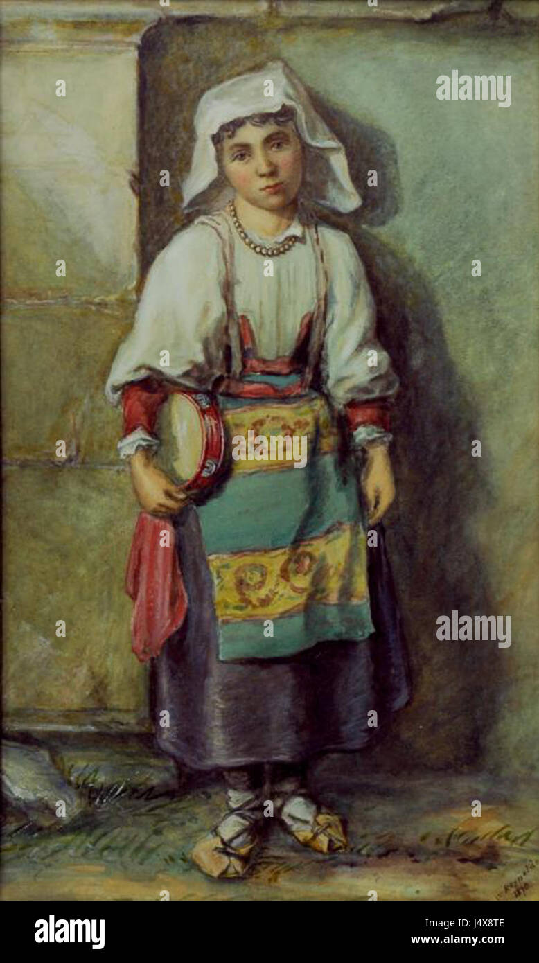 'A Neapolitan Girl' by W. Reynolds is an oil painting created in 1870 ...