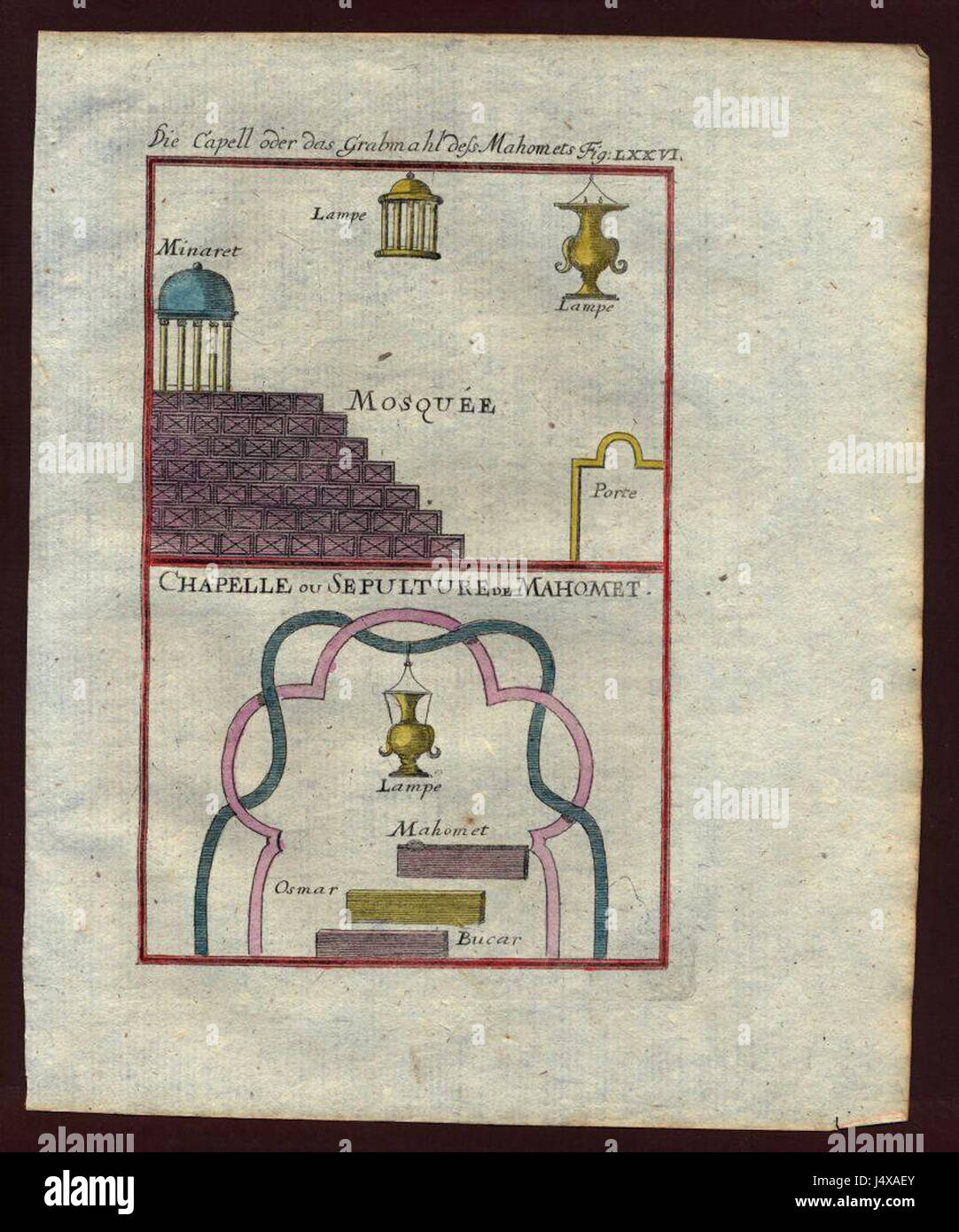 This image from 1719 depicts the tomb of the Prophet Muhammad in Medina ...