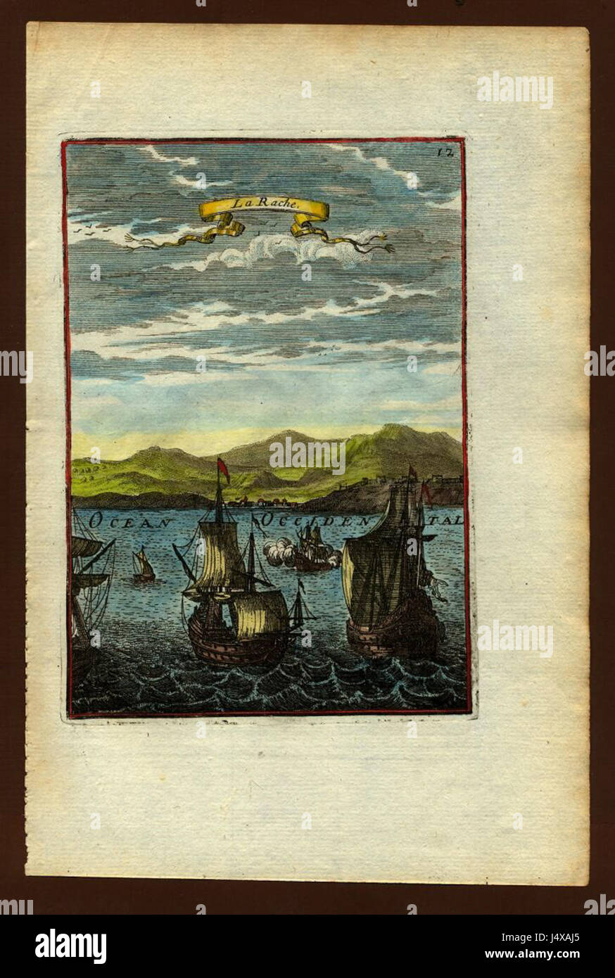 This 1683 artwork depicts a view of La Rache, a coastal town in Morocco ...