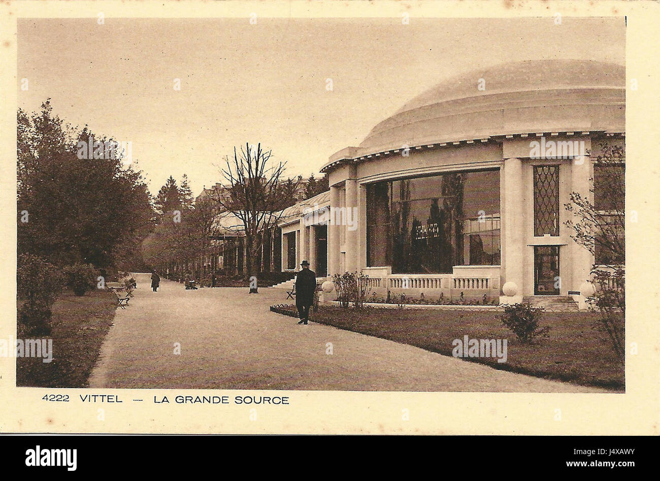 This image depicts Vittel, France, around 1930, highlighting the ...