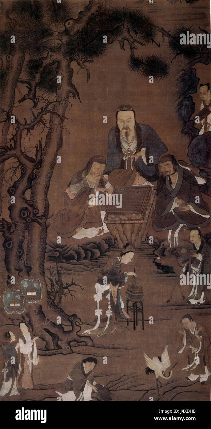 This artwork by Zhushi depicts three Daoist figures engaged in the ...