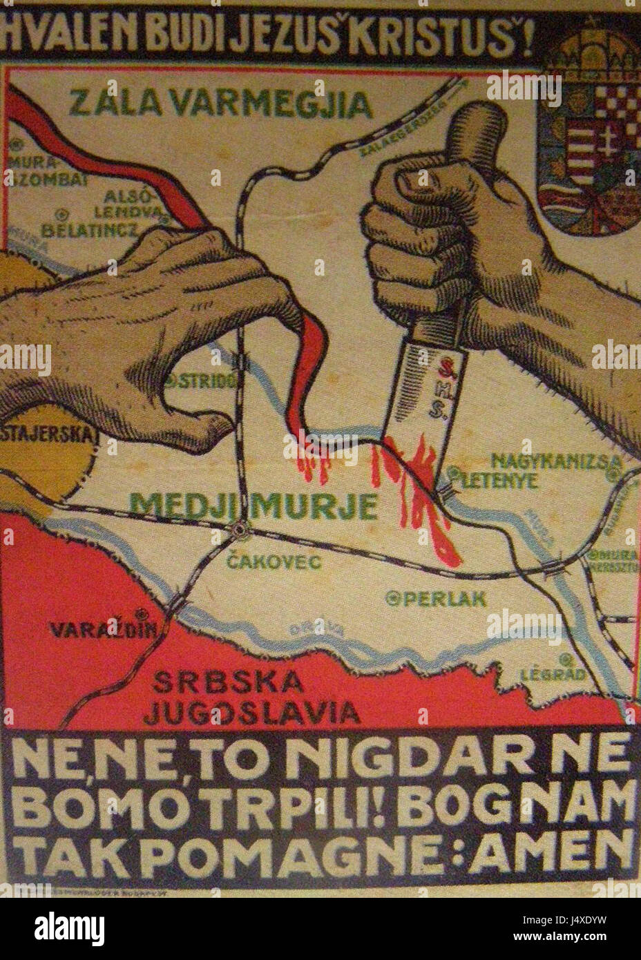 A Hungarian anti-Trianon poster in a foreign language, illustrating ...
