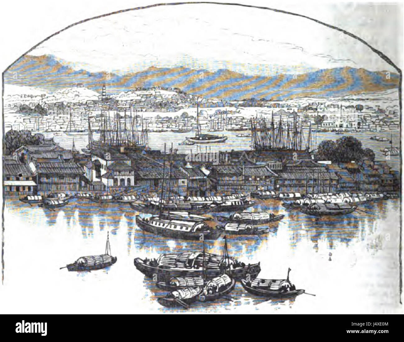 This depiction offers a view of Foochow (modern Fuzhou) from the ...