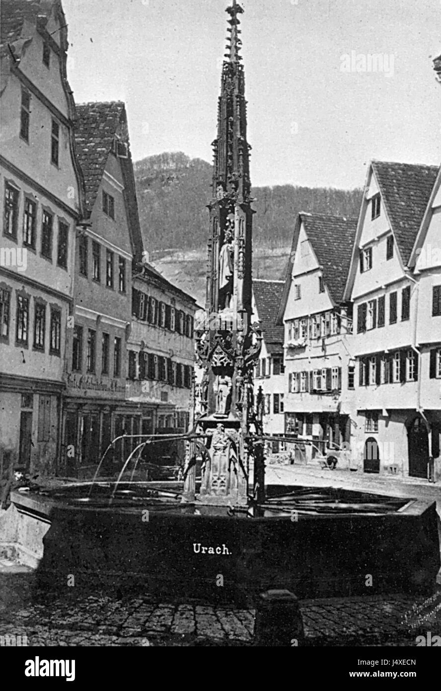 The Urach Fountain is a renowned landmark in the Swabian Alps, Germany ...